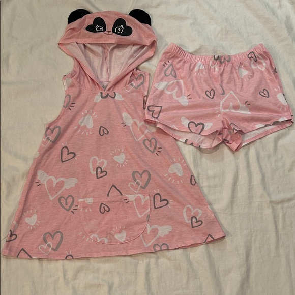Justice | Pajamas | Justice Pink Heart Animal Face Ear Hooded Pajama ...